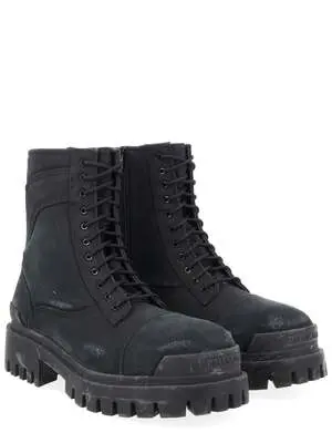 Balenciaga Cotton Combat Boots - Black