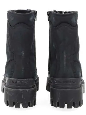 Balenciaga Cotton Combat Boots - Black