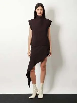 Alaïa Paper And Viscose Draped High Neck Sleeveless Top