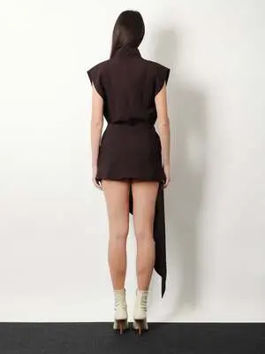Alaïa Paper And Viscose Draped High Neck Sleeveless Top