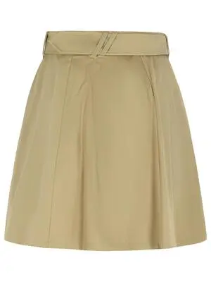 Burberry Belted Cotton Skirt - Cream