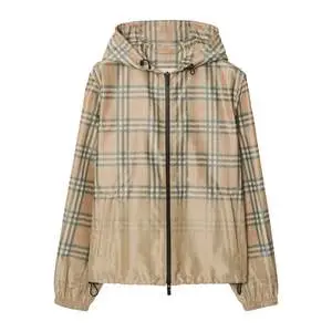 Burberry Checked Hooded Jacket - Cream