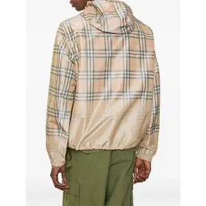 Burberry Checked Hooded Jacket - Cream