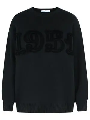Max Mara Wool And Cashmere Sweater With Lettering - Black