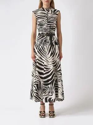 Max Mara Zebra Print Cotton Dress - White