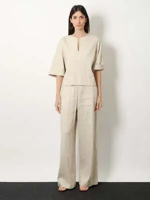 Max Mara Linen And Viscose Wide Leg Trousers - Multicolor