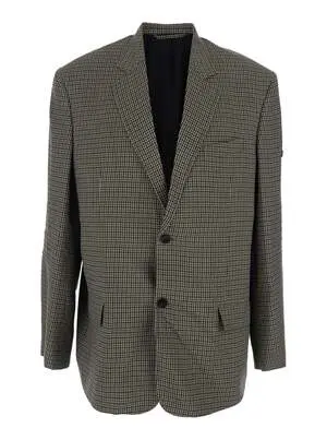 Balenciaga Checked Blazer With Logo Patch