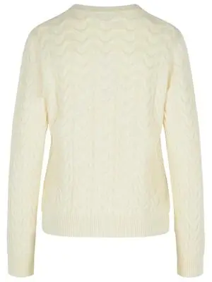 Max Mara Cashmere Braided Knit Crew Neck Sweater