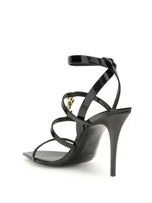 Saint Laurent Cassandra Patent Leather Stiletto Sandals - Black
