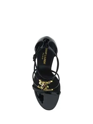 Saint Laurent Cassandra Patent Leather Stiletto Sandals - Black