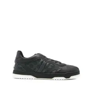 Gucci Leather Low-top Sneakers With Embossed Logo - Black