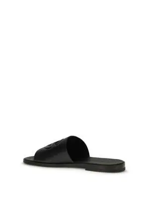 Dolce & Gabbana Embossed Logo Flat Sandals - Black
