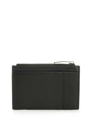 Bottega Veneta Woven Card Holder With Zip - Black
