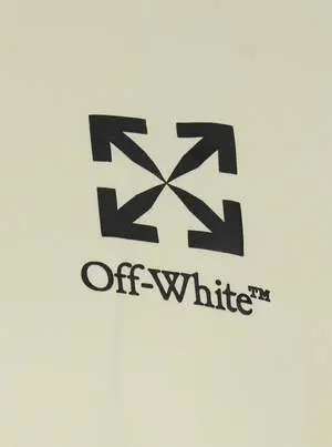 Off-White Light Crew Neck T-shirt With Logo On The Front In Cotton For - Yellow
