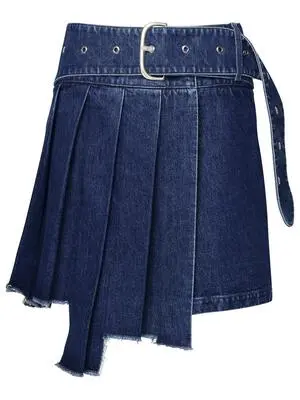 OFF-WHITE OFF-WHITE Pleated Denim Skirt With Stitched Belt