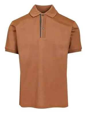 Paul Smith Polo Shirt With Striped Trim - Brown