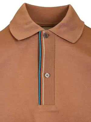 Paul Smith Polo Shirt With Striped Trim - Brown
