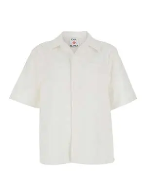 Casablanca White Bowling Shirt With Cuban Collar In Cotton