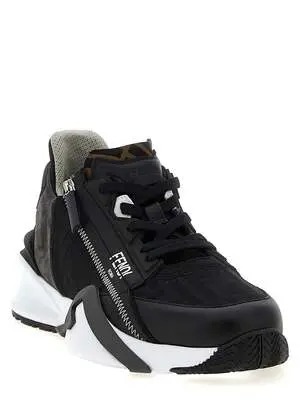 Fendi Flow Jacquard Nylon Sneakers With Ff Detail - Black