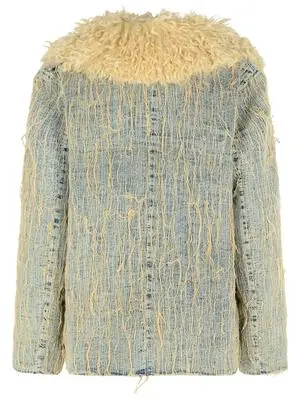 DIESEL® Light Cotton Blend Jacket With Fur Trim