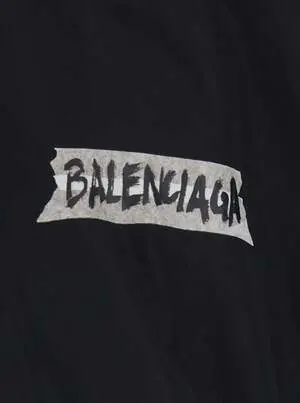 Balenciaga Black Cotton Blend Jacket With High Collar And Logo Detail - Multicolor