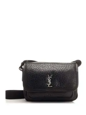 Saint Laurent Niki Small Crocodile Print Leather Messenger - Black