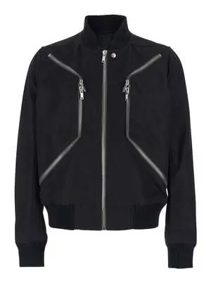 Rick Owens Bomber Jacket With Bomber Collar And Two Zip Pockets - Black