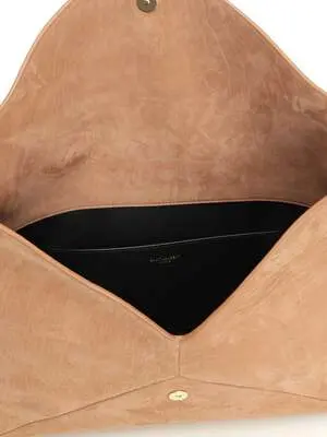 Saint Laurent Cassandre Envelope Clutch In Nubuck Leather - Brown