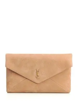 Saint Laurent Cassandre Envelope Clutch In Nubuck Leather