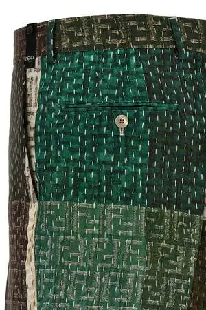 Fendi Patchwork Linen Bermuda Shorts