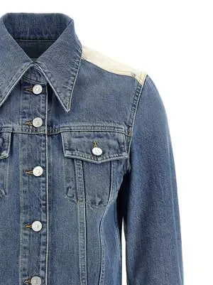 Givenchy Denim Jacket With Canvas Detail - Blue
