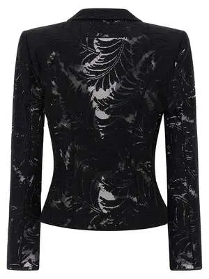 Balmain Lace Blazer With Chain Coin Button