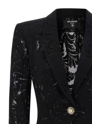 Balmain Lace Blazer With Chain Coin Button