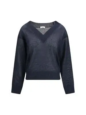 Brunello Cucinelli Sparkling Linen V-neck T-shirt
