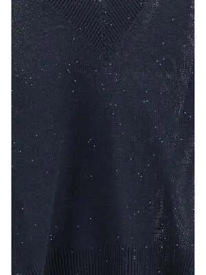 Brunello Cucinelli Sparkling Linen V-neck T-shirt