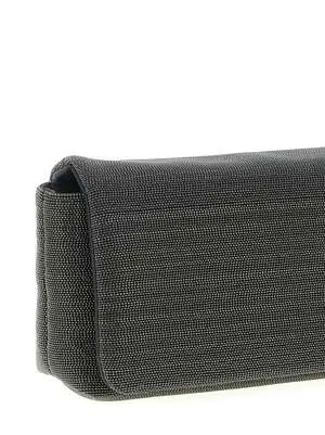 Brunello Cucinelli Precious Monile Embroidered Leather Clutch - Black