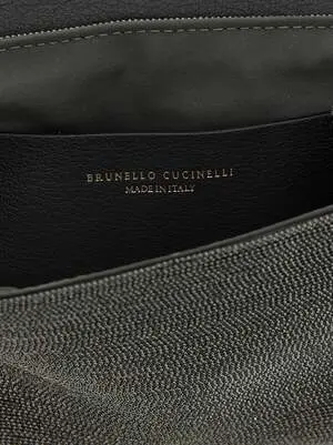 Brunello Cucinelli Precious Monile Embroidered Leather Clutch - Black