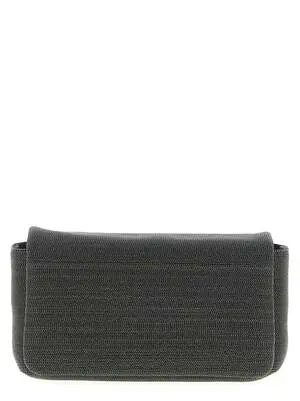 Brunello Cucinelli Precious Monile Embroidered Leather Clutch - Black