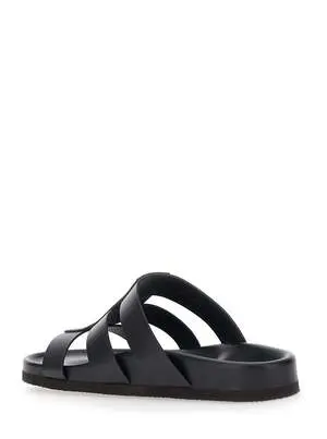 Valentino Garavani Leather Cage Sandals With Vlogo Plaque - Multicolor