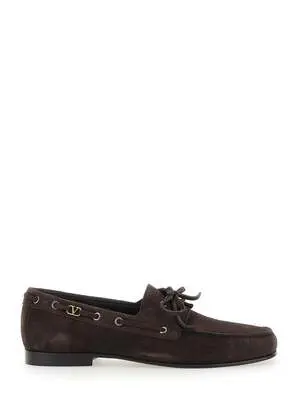 Valentino Garavani Suede Loafers With Bow Detailing - Brown