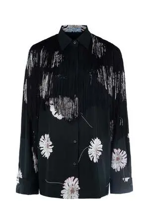 Prada PRADA Floral Shirt With Fringe Detail Multicolor