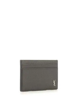 Saint Laurent Tiny Cassandre Card Holder - Gray