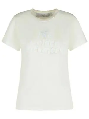 GOLDEN GOOSE White Viscose Blend T-shirt With Front Print