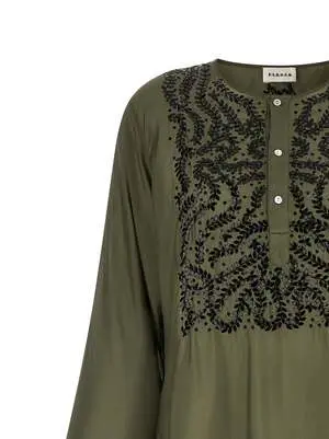 P.a.r.o.s.h Long Silk Dress With Floral Embroidery