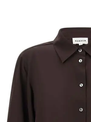 P.a.r.o.s.h Sweet26" Long Sleeve Silk Shirt - Brown