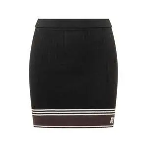 Amiri Ribbed Knit Mini Skirt With Stripe Trim - Black