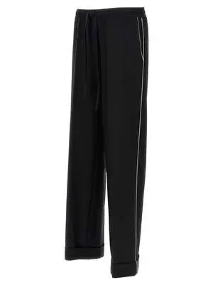 Dolce & Gabbana Virgin Wool Trousers With Contrast Piping