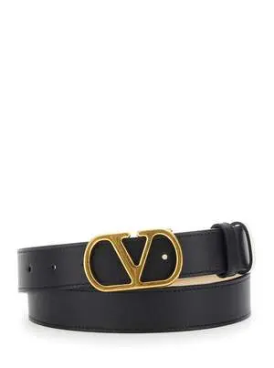 Valentino Garavani Reversible Belt With Vlogo Buckle In Leather