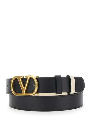 Valentino Garavani Reversible Belt With Vlogo Buckle In Leather