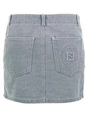 Fendi Go-to" Embossed Denim Miniskirt